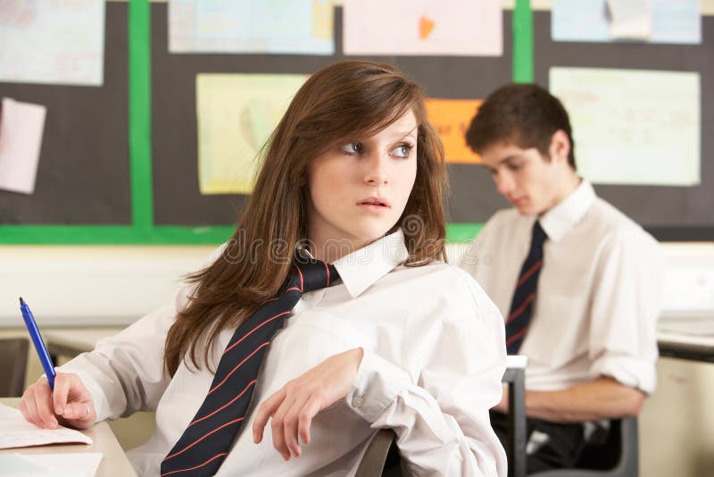 Teenage Student Answering Question Stock Image - Image of concentration ...