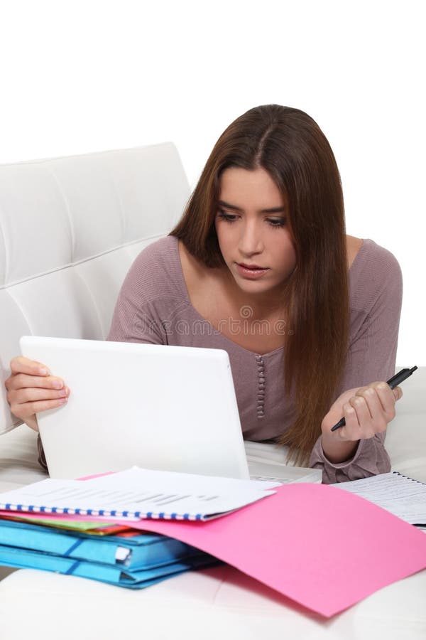 Female teenager revising stock photo. Image of girl, revision - 26586858