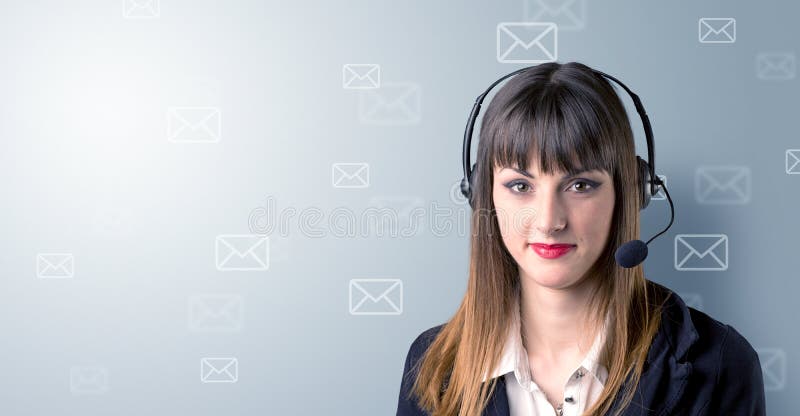 Female telemarketer stock image. Image of happy, businesswoman - 95992539