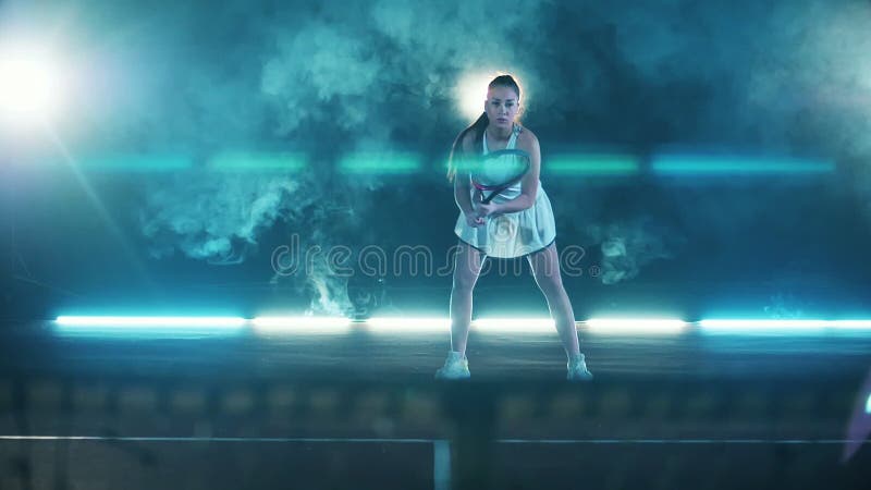 Female Tennis Player is Getting Ready To Hit in Slow Motion Stock Video ...