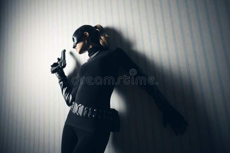 Female Thief with Stolen Backpack Stock Photo - Image of outlaw, black ...
