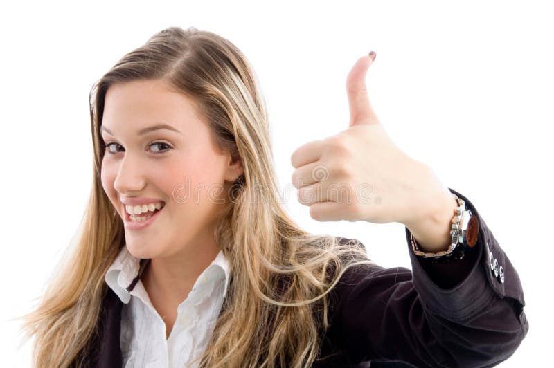 Female with thumbs up stock photo. Image of looking, female - 7362820