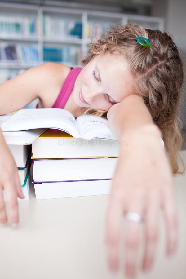 Female Tired College Student Stock Image - Image of girl, book: 17658029