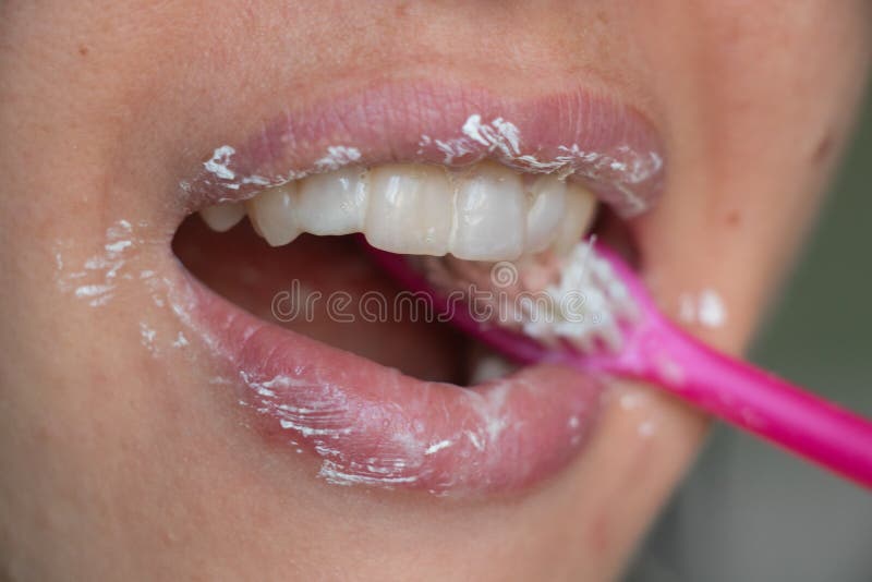 Female in Toothpaste Closeup on an Isolated Background Stock Image ...