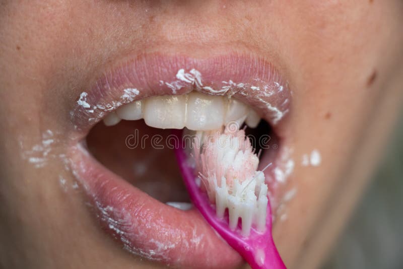 Female in Toothpaste Closeup on an Isolated Background Stock Image ...