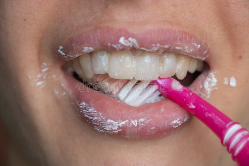 Female in Toothpaste Closeup on an Isolated Background Stock Image ...