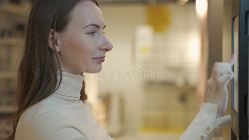 Female Touching Sensitive Display while Looking for Information ...