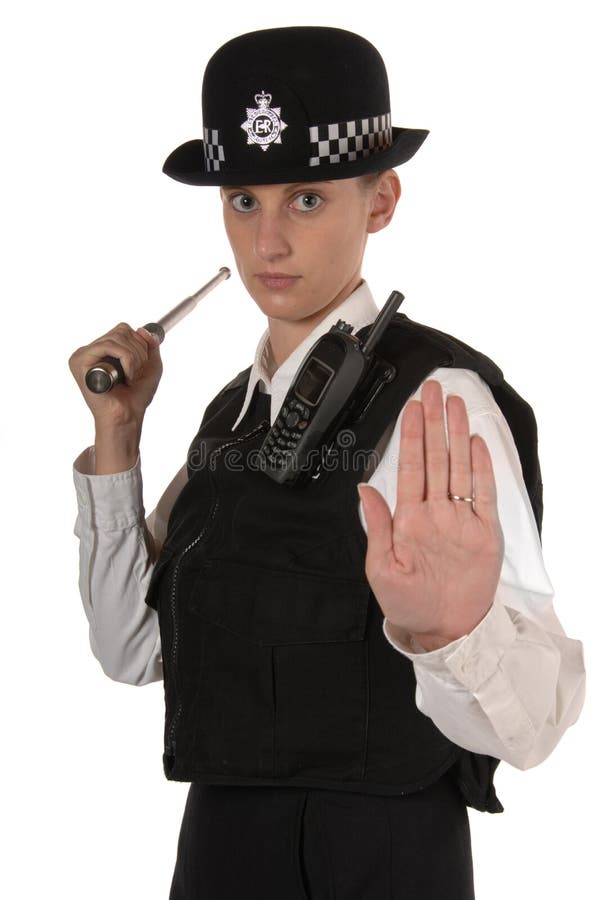 Female UK Police Officer STOP Stock Photo - Image of wear, security ...