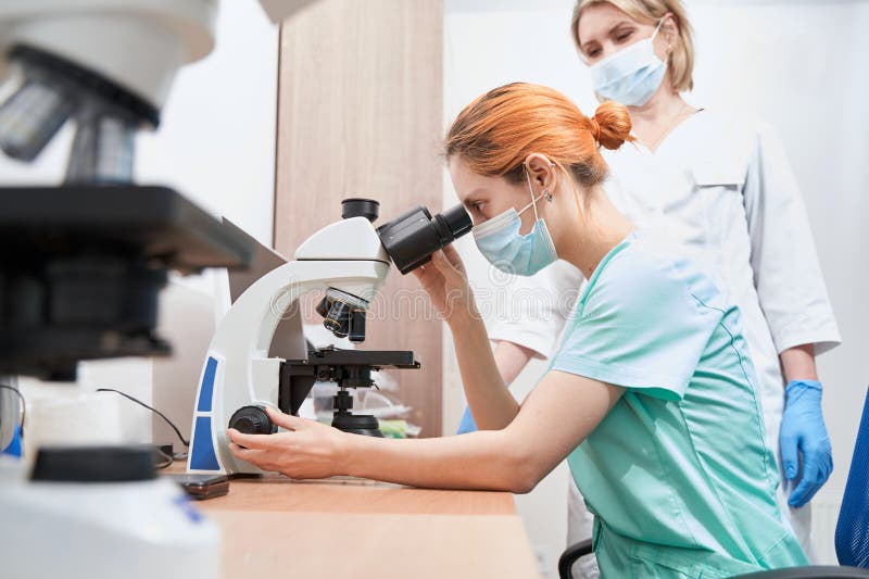 Lady Doing Laboratory Research in the Hospital Stock Image - Image of ...