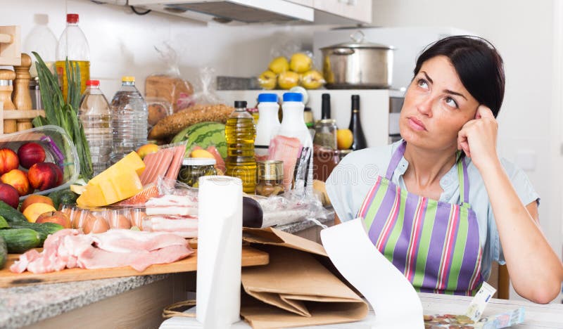 Female is Upset of Check on Food Stock Image - Image of full, nutrition ...