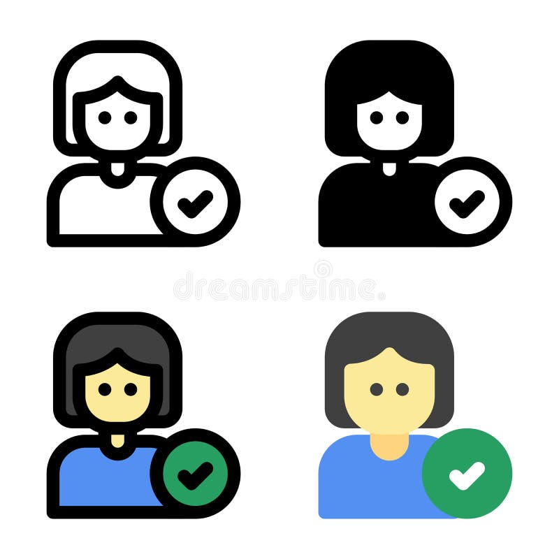 Female User Account Verified Icon, Logo, and Illustration Stock Vector ...