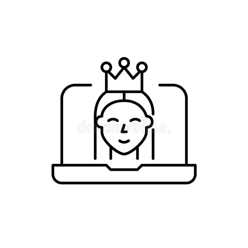 Female User in Crown on Laptop Screen. VIP or Premium Account, Admin ...