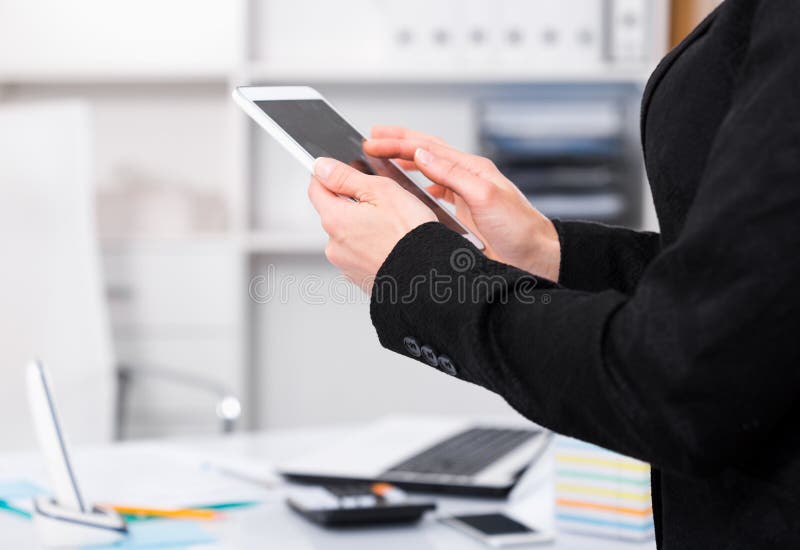 Female User of High Modern Technology Stock Photo - Image of hand ...