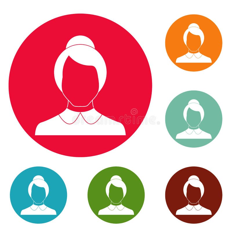 Female User Icons Circle Set Vector Stock Vector - Illustration of ...