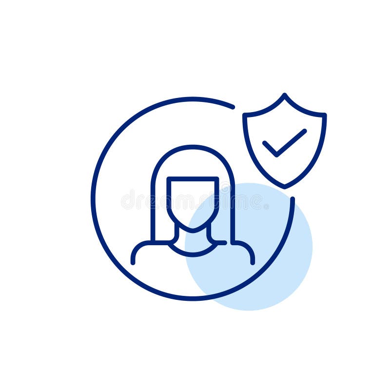 Female User Profile, Shield and Checkmark. Verified Identity, Safe User ...