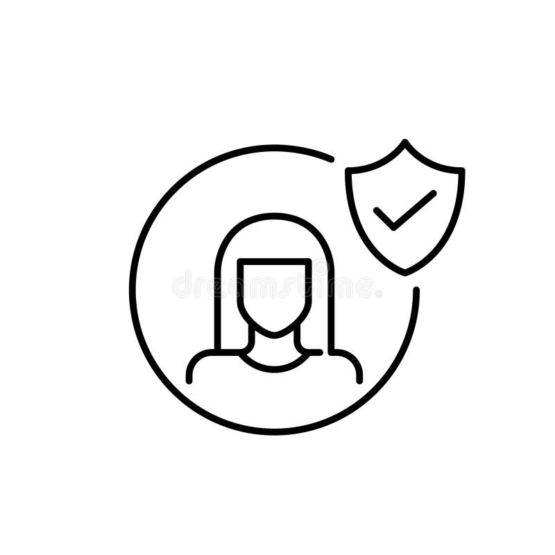 Female User Profile, Shield and Checkmark. Verified Identity, Safe User ...
