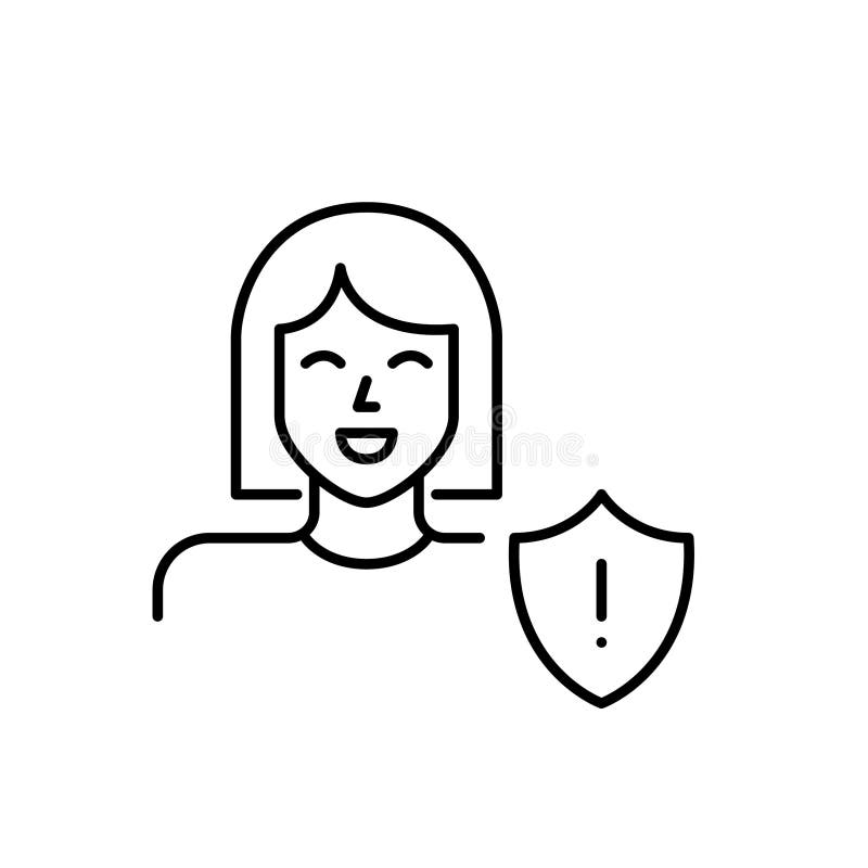 Female User, Shield and Exclamation Mark. Privacy Breach Warning ...