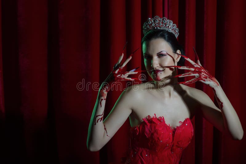 Female vamp with blood stock photo. Image of closed, anger - 79394464