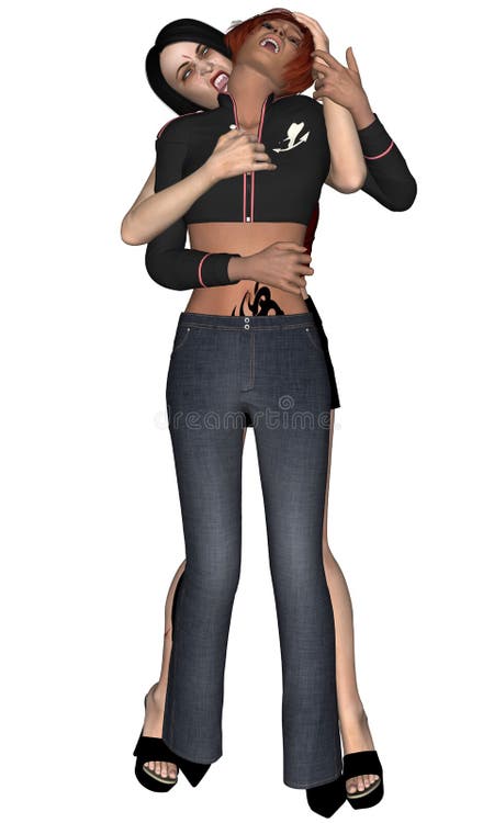 Female Vampire Attacking a Young Woman Stock Illustration ...