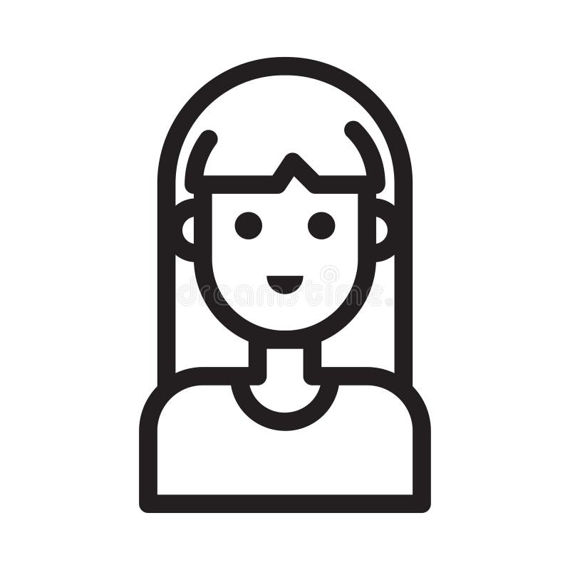 Female Vector Thin Line Icon Stock Vector - Illustration of envelopment ...