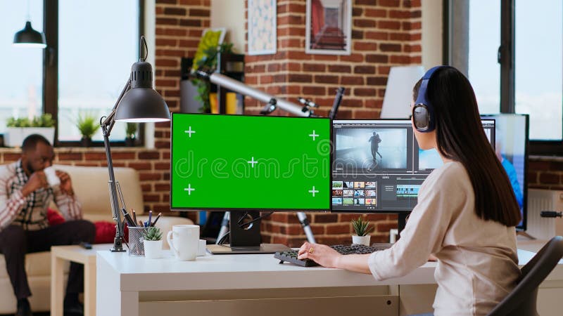 Female Video Editor Working on a Creative Project Video Shoot Stock ...