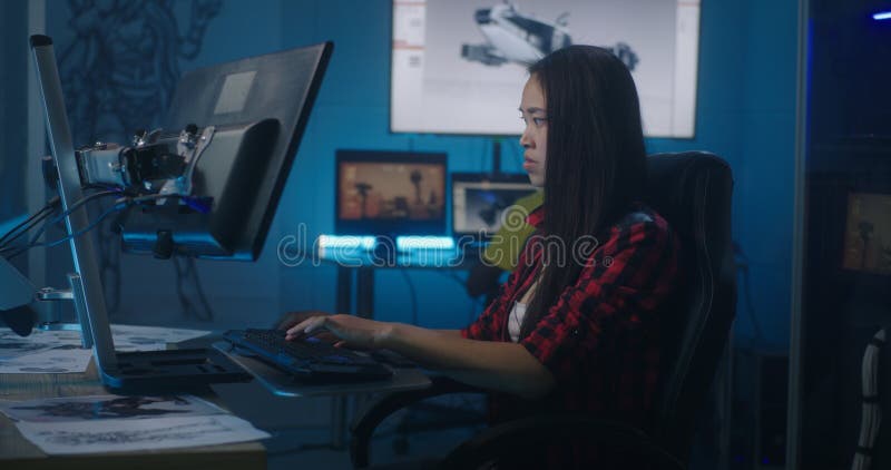 Female Video Game Developer at Work Stock Image - Image of female ...