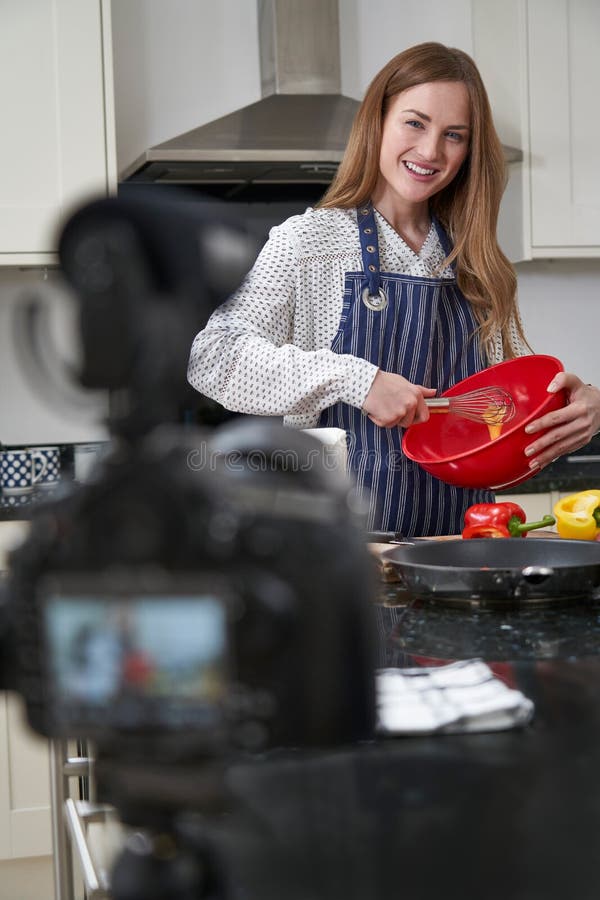 Female Vlogger Making Social Media Video about Cooking for the Internet ...