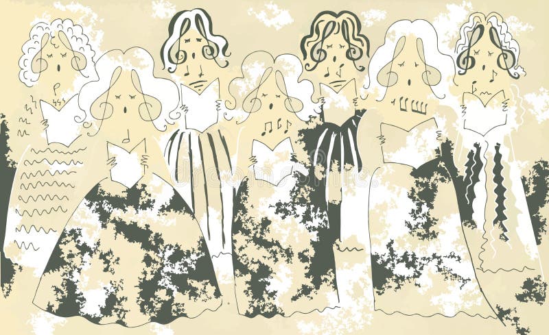 Female Vocal Ensemble. Cute Cartoon Poster Stock Vector - Illustration ...