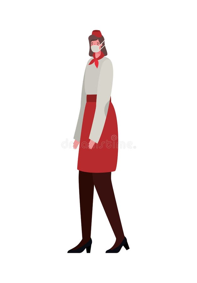 Female Waitress with Mask Vector Design Stock Vector - Illustration of ...