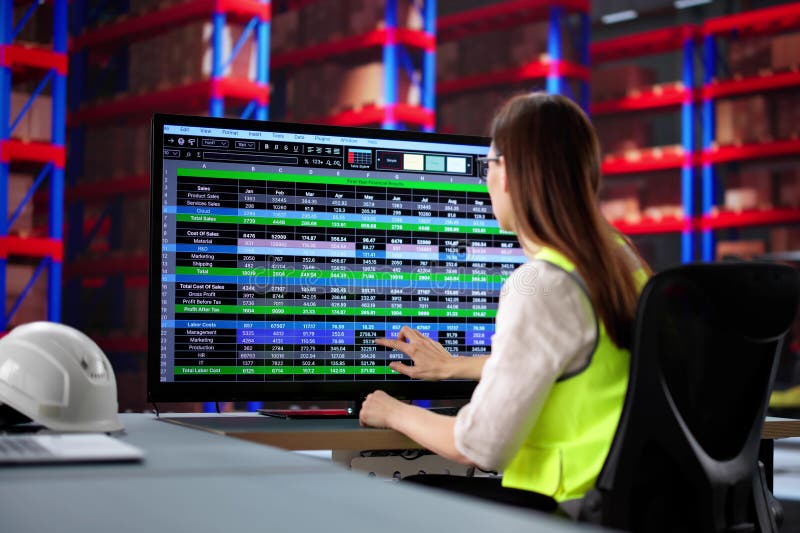 Female Warehouse Manager Using Inventory Software Stock Photo - Image ...