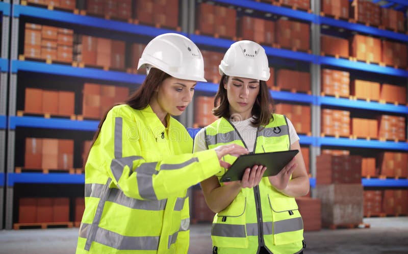 Female Warehouse Supervisor Inspects Inventory Stock Photo - Image of ...