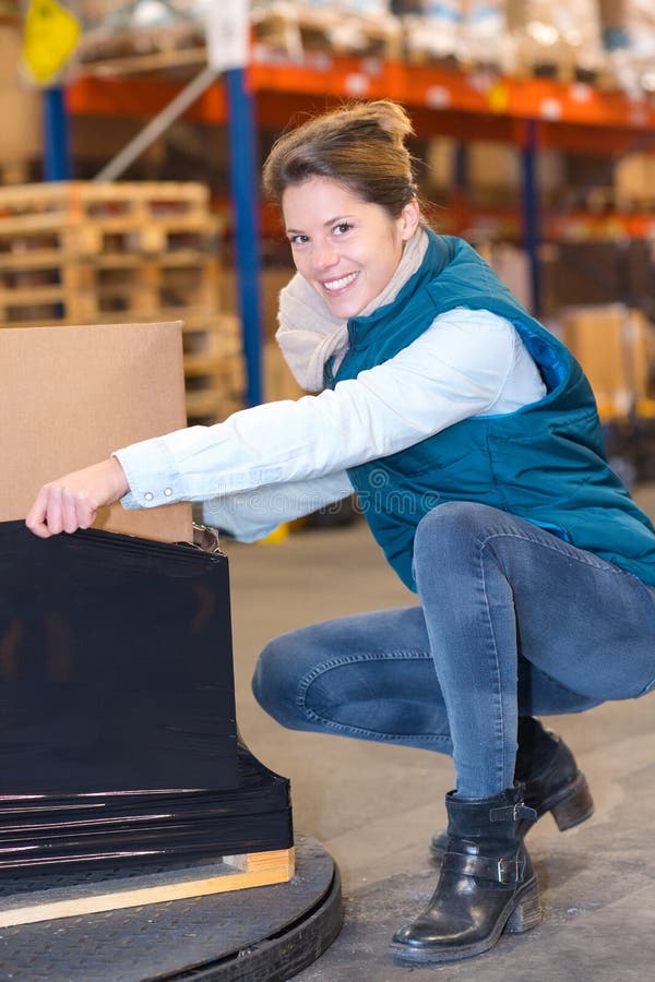 Female Warehouse Worker in Warehouse Stock Photo - Image of goods ...