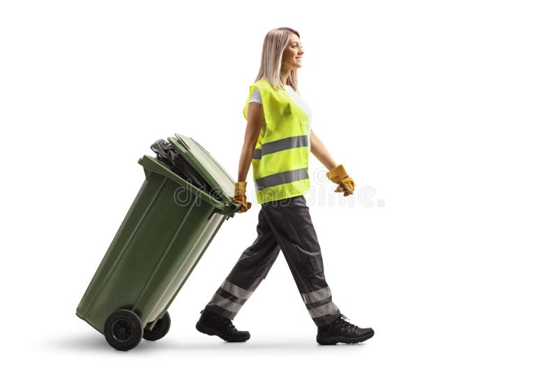 Female Waste Collector in a Uniform and Gloves Stock Photo - Image of ...
