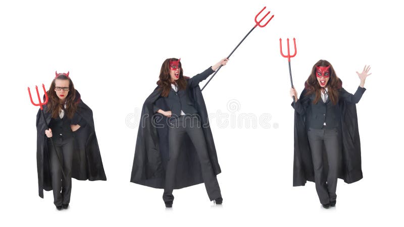 Female Wearing Devil Costume and Trident Stock Photo - Image of horned ...