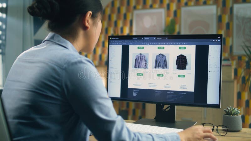 Female Web Designer Working on Website Stock Image - Image of create ...