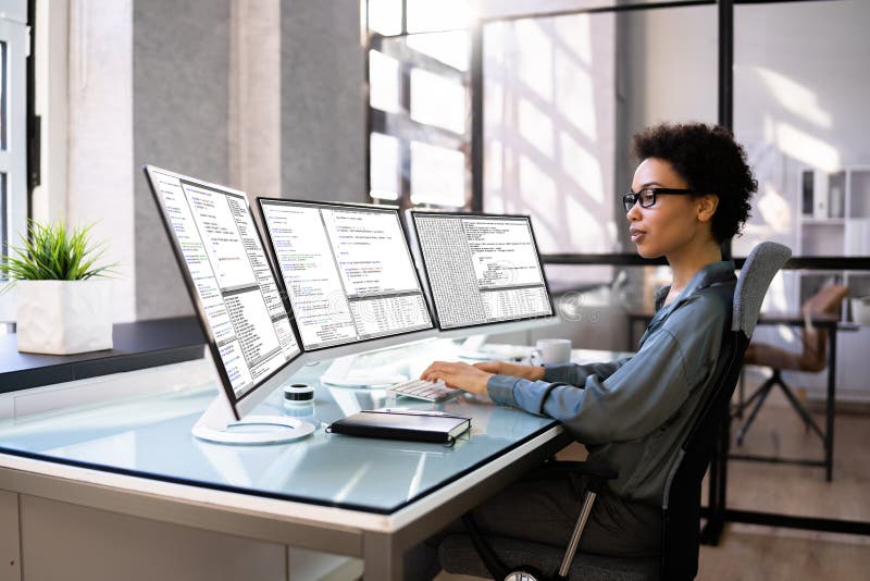 Female Web Programmer Coding On Computer Stock Image Image Of Coder Businesswoman 240715413