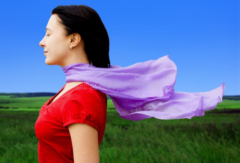 Female on wind stock photo. Image of scarf, beautiful - 9788886