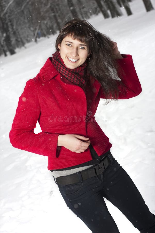 Female in winter park stock photo. Image of winter, cheerful - 12799442