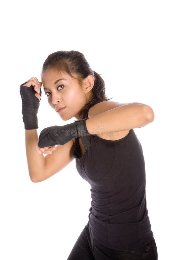Female Woman in Defense Stance in Exercise Stock Photo - Image of ready ...