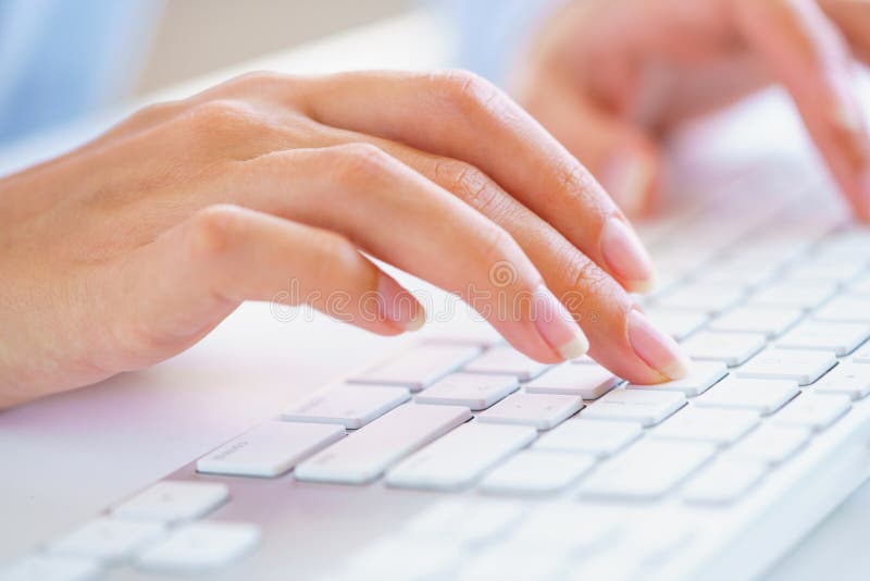Female Woman Office Worker Typing on the Keyboard Stock Photo - Image ...