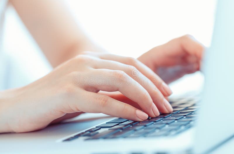 Female Woman Office Worker Typing on the Keyboard Stock Photo - Image ...