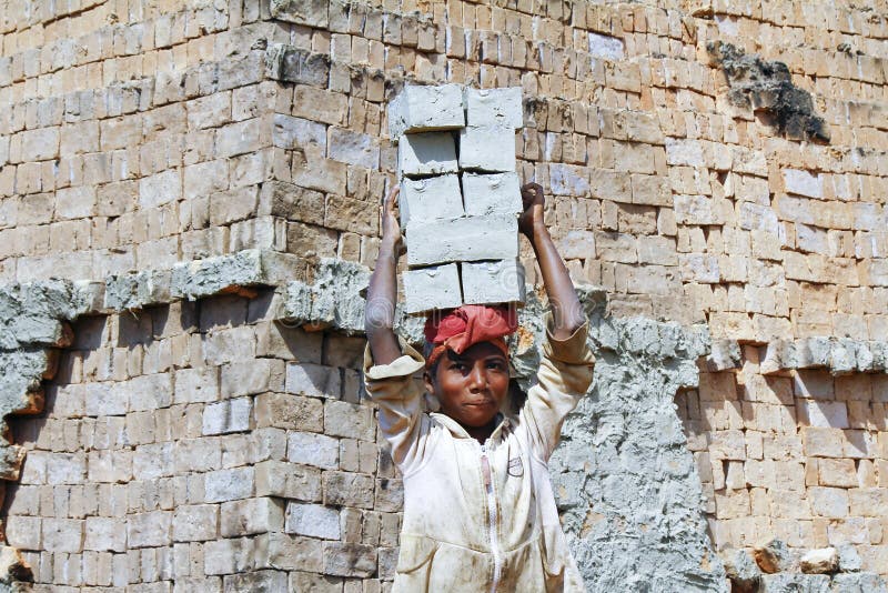 Tradesman Carrying a Heavy Bricks Stock Image - Image of labor, brick ...
