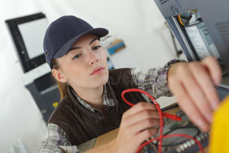 Female Worker Doing Assembly Electronic Devices Stock Photo - Image of ...