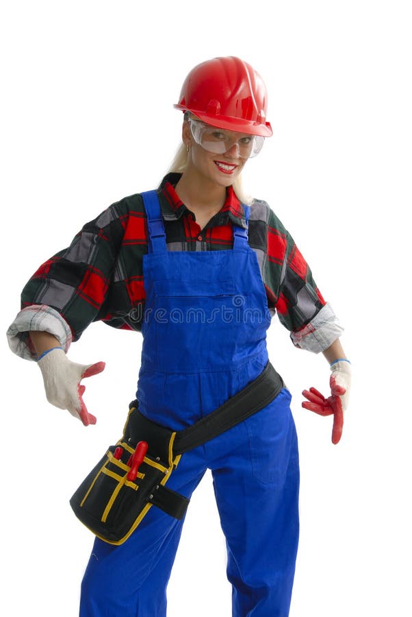 Female worker in gear stock photo. Image of overalls, jeans - 2594138