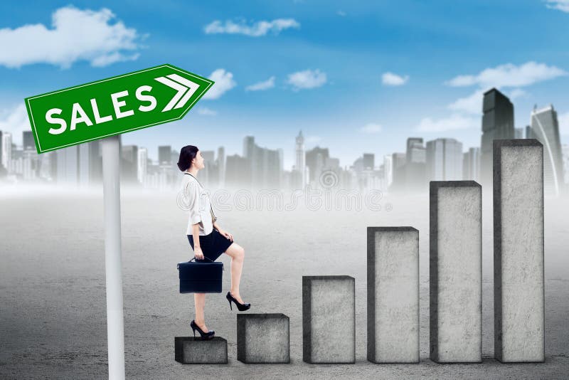 Female Worker with Growing Sales Graph Stock Photo - Image of business ...