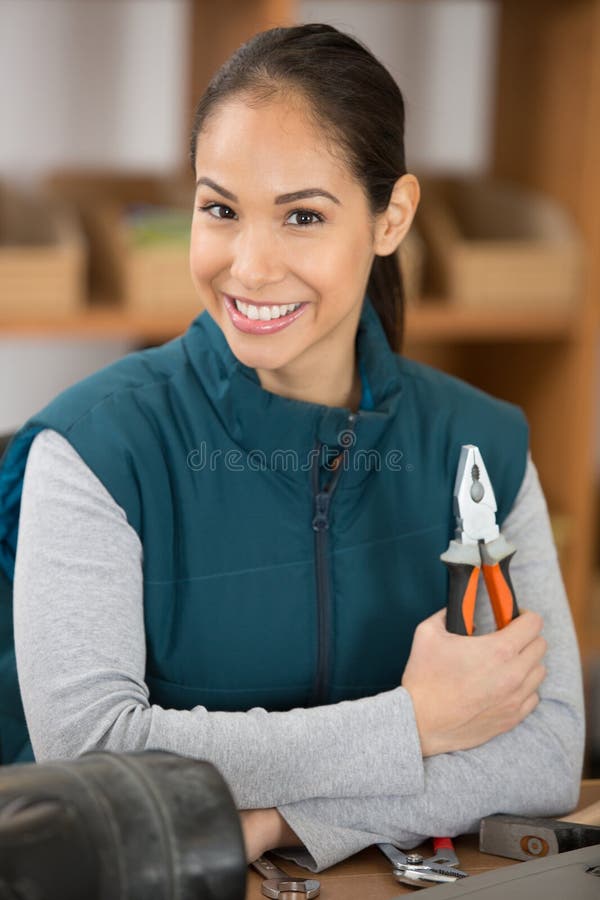 Female Worker Looking at Camera while Posing Stock Image - Image of ...