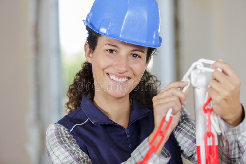 Female Worker Posing and Smiling Stock Image - Image of stress, woman ...