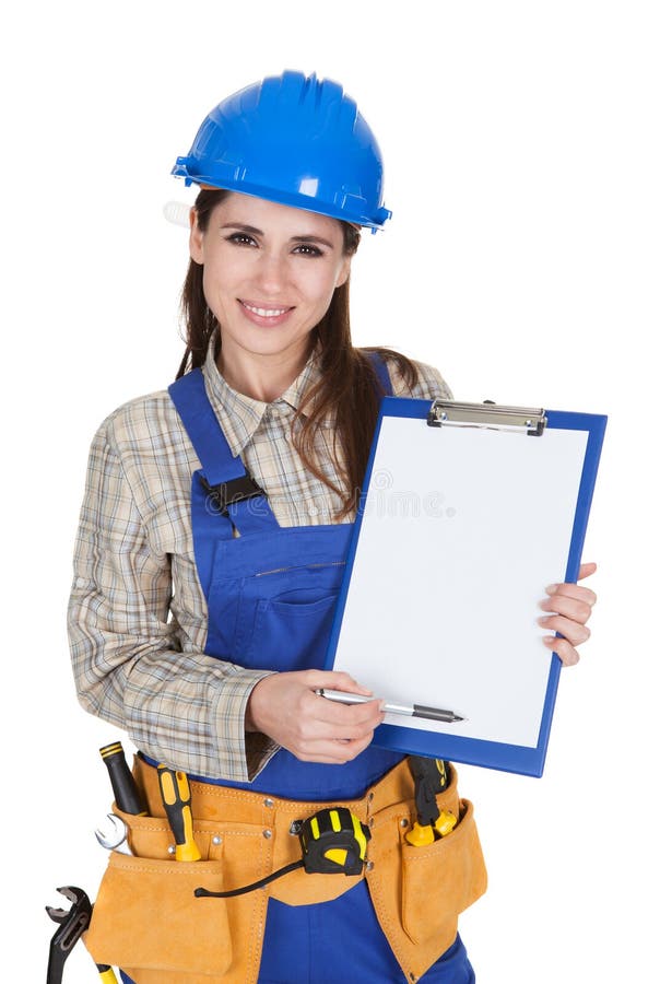 Female Worker Showing Blank Clipboard Stock Image - Image of page ...