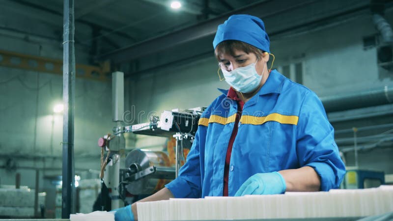 Female Worker Sorting Facial Tissues at a Factory Stock Footage - Video ...