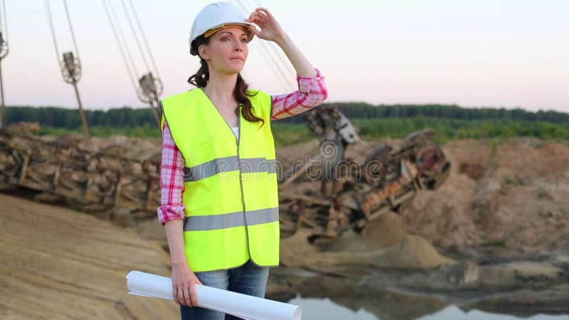 Female Worker Stands with Drawings on Career Stock Footage - Video of ...
